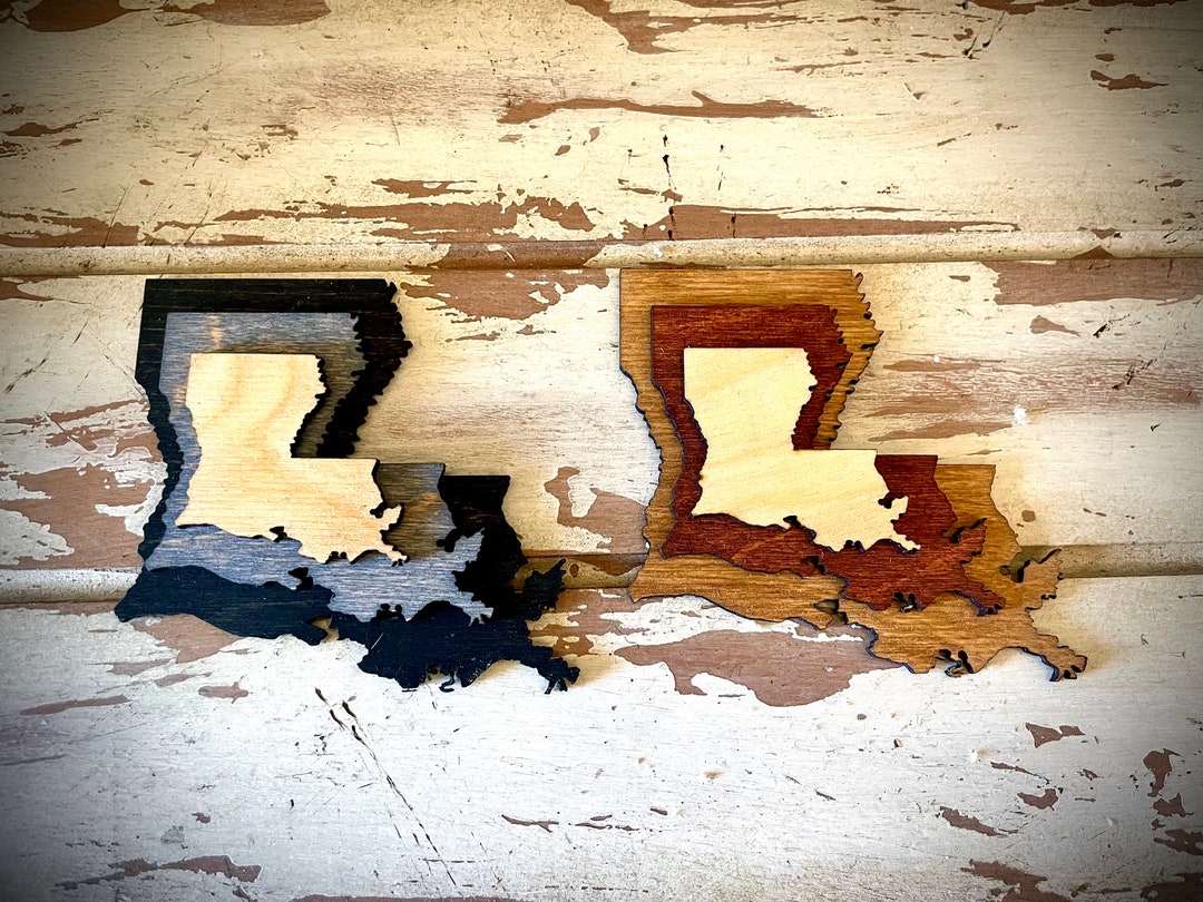 Louisiana 3-layer Stacked State Laser Cut Wood Magnet Available in ...