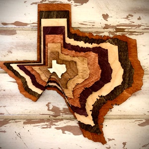 Texas Stacked State Wood 3D Table Art, Wall Art, Multi-color Available ...