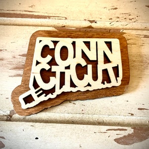 Connecticut Word Art 2-layer Laser Cut Wood Magnet Available Unfinished ...