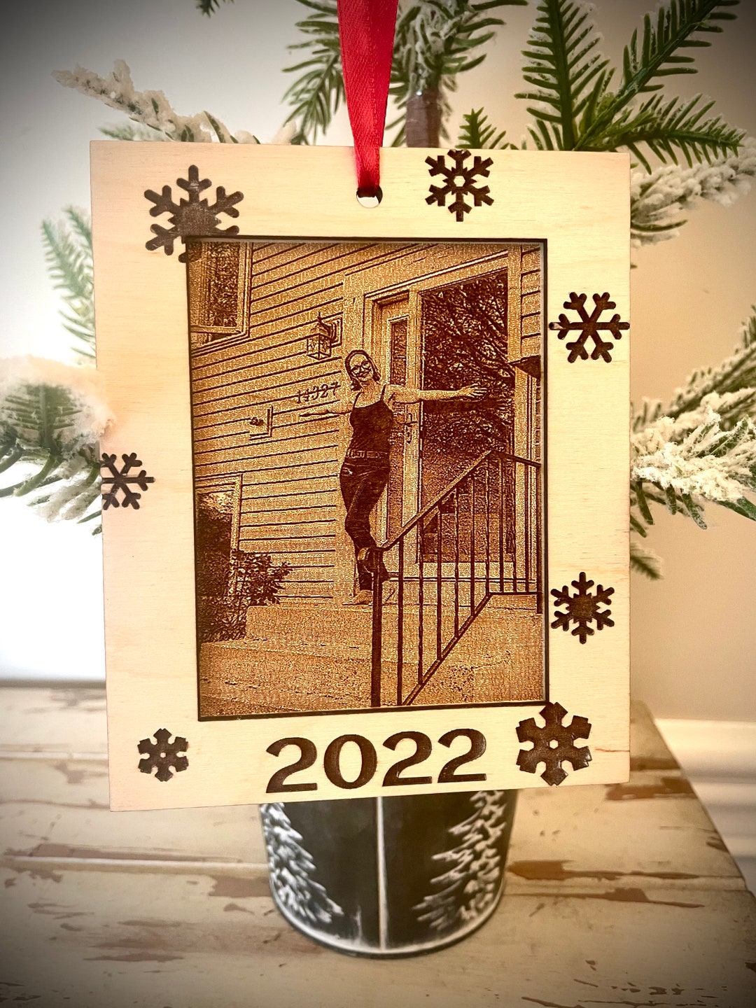 Custom Photo Frame Christmas Tree Ornament, Personalized Ornament ...