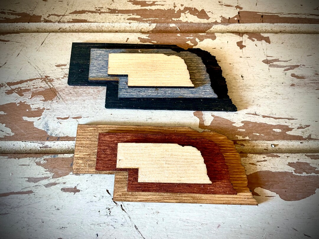 Nebraska 3-layer Stacked State Laser Cut Wood Magnet Available in Brown ...