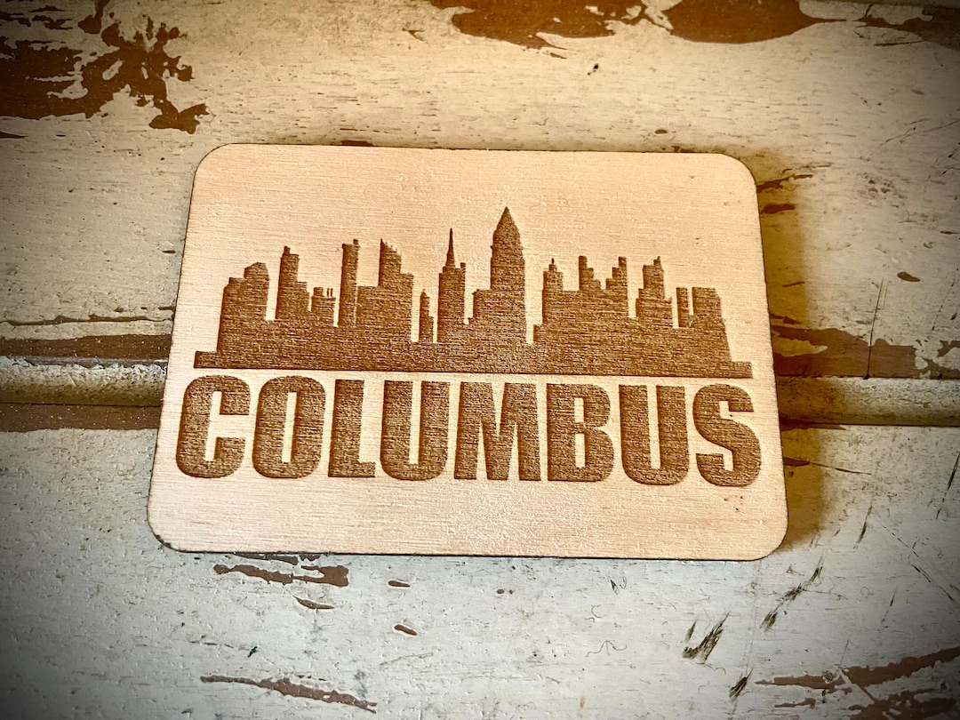 Magnet - Columbus Skyline Cityscape. 3.5" X 2.5" Wood Magnet. Great ...