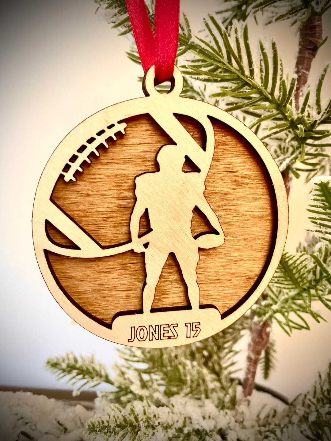 Football Player 2-layer Personalized Laser Cut Wood Christmas Ornament ...