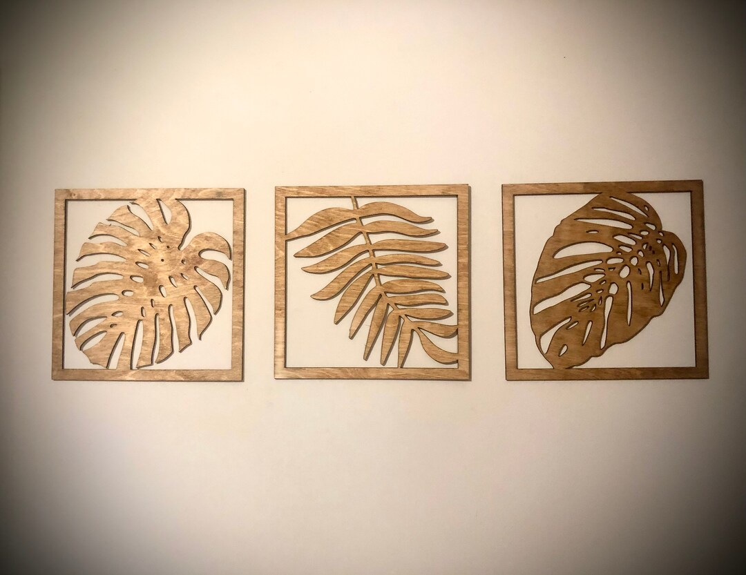 Tree Wall Art, 3 Panel Tropical Leaves in Multiple Sizes and Finishes ...