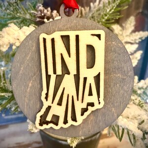 Indiana Word Art 2-layer Ornament Laser Cut Wood Ornament, Indiana Gift ...