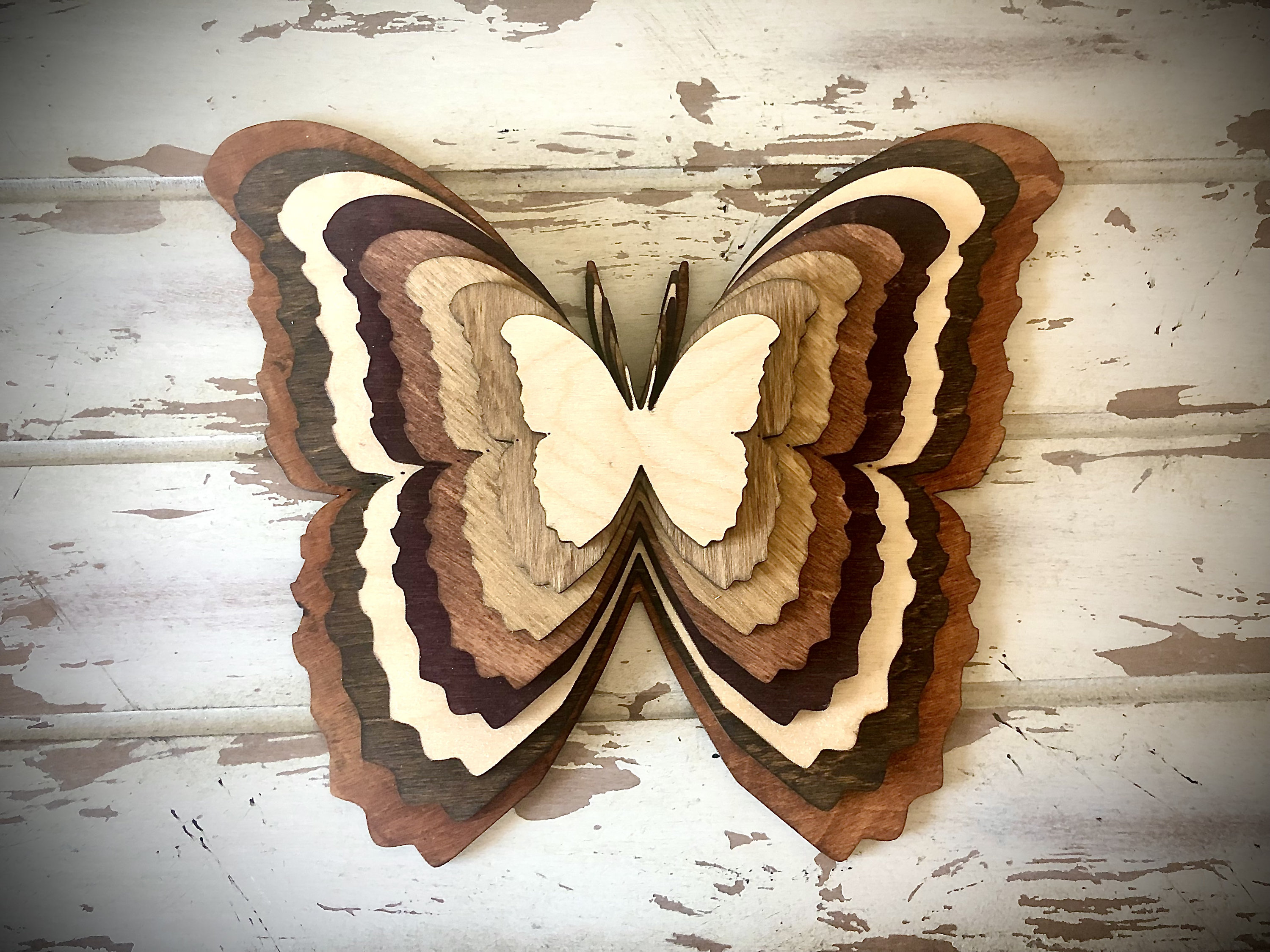 Stacked Butterfly Wood 3D Table Art, Butterfly Wall Art, Butterfly Home ...