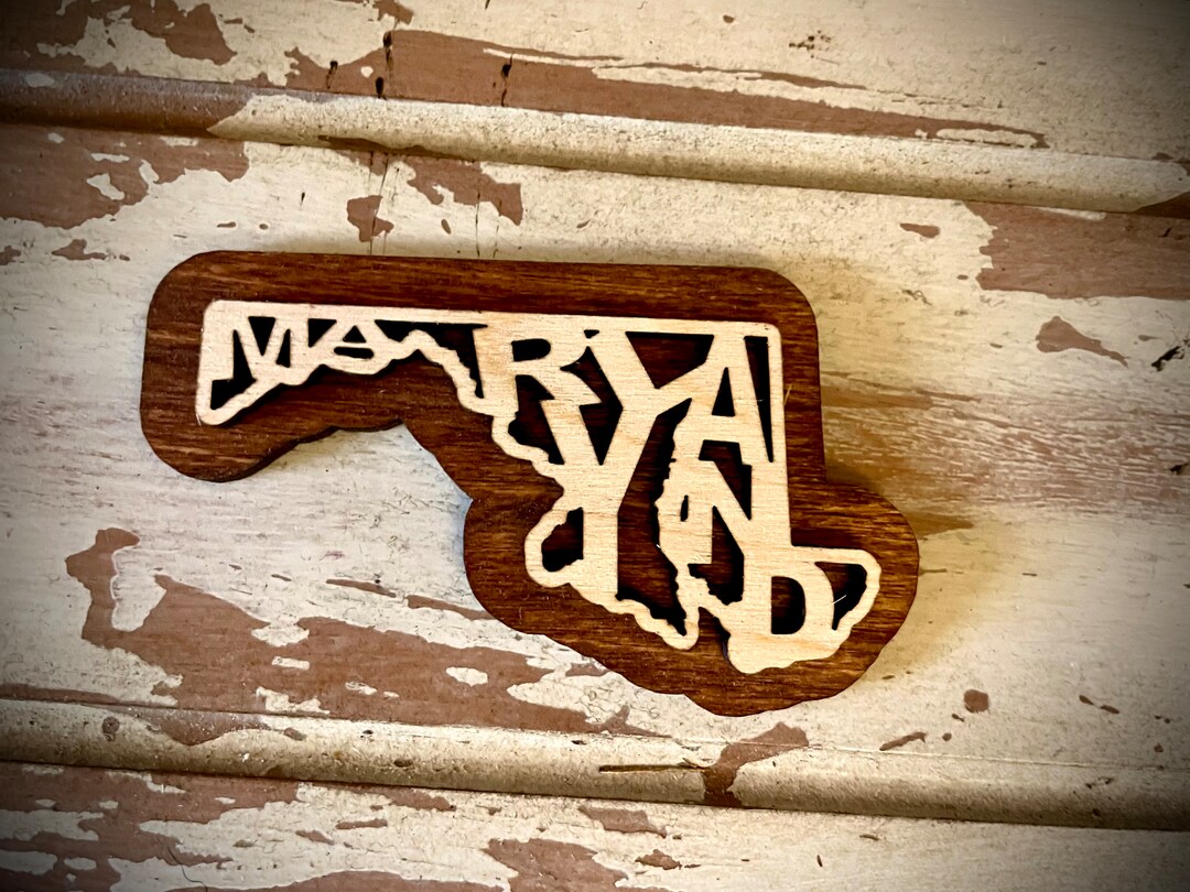 Maryland Word Art 2-layer Laser Cut Wood Magnet Available Unfinished or ...