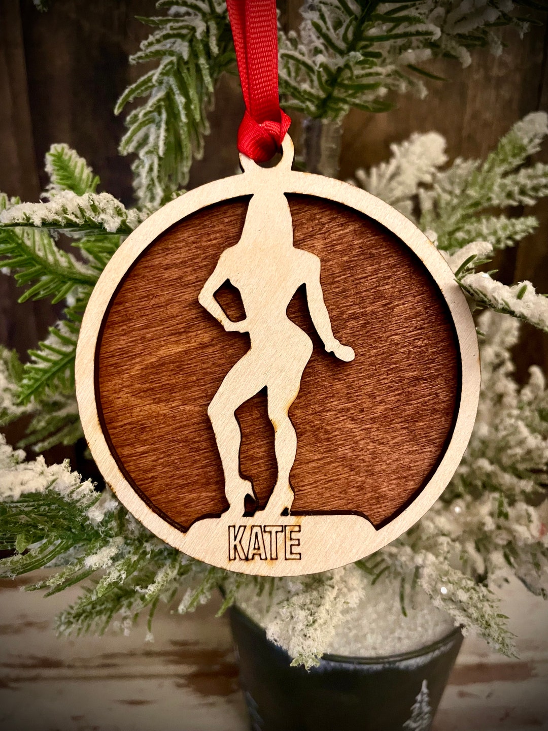 Female Bodybuilder Bodybuilding 2-layer Personalized Laser Cut Wood ...