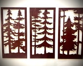 Pine Tree Forest Wall Art 3 Panel Available in 12 Finishes - Etsy