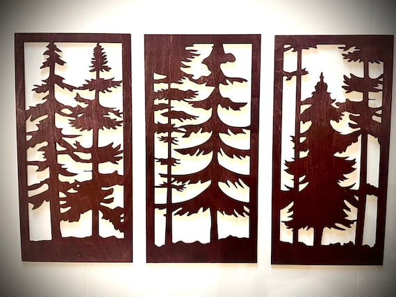 Pine Tree Forest Wall Art 3 Panel Available in 12 Finishes - Etsy