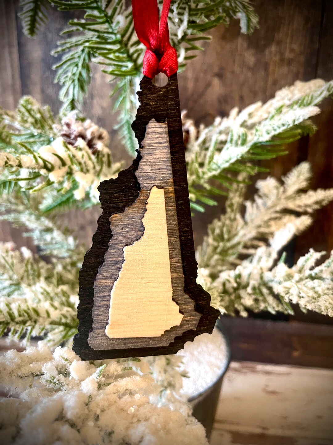New Hampshire 3-layer Stacked State Ornament Laser Cut Wood Ornament ...