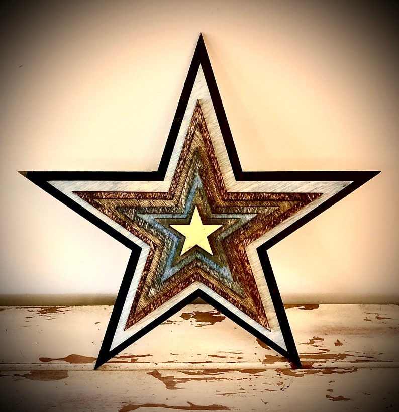 Stacked Stars Wood Decoration Multi Color - Etsy
