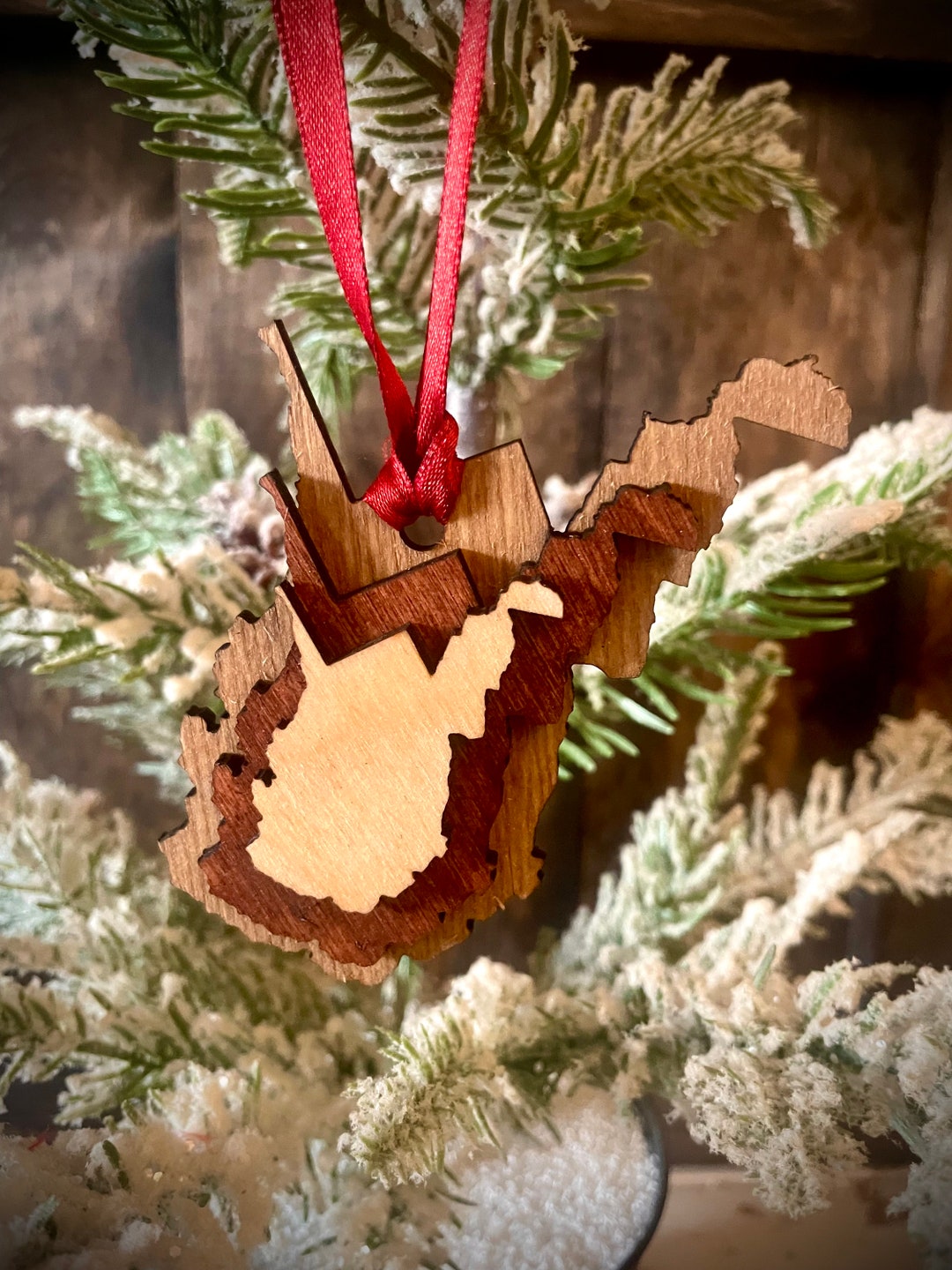 West Virginia 3-layer Stacked State Ornament Laser Cut Wood Ornament ...