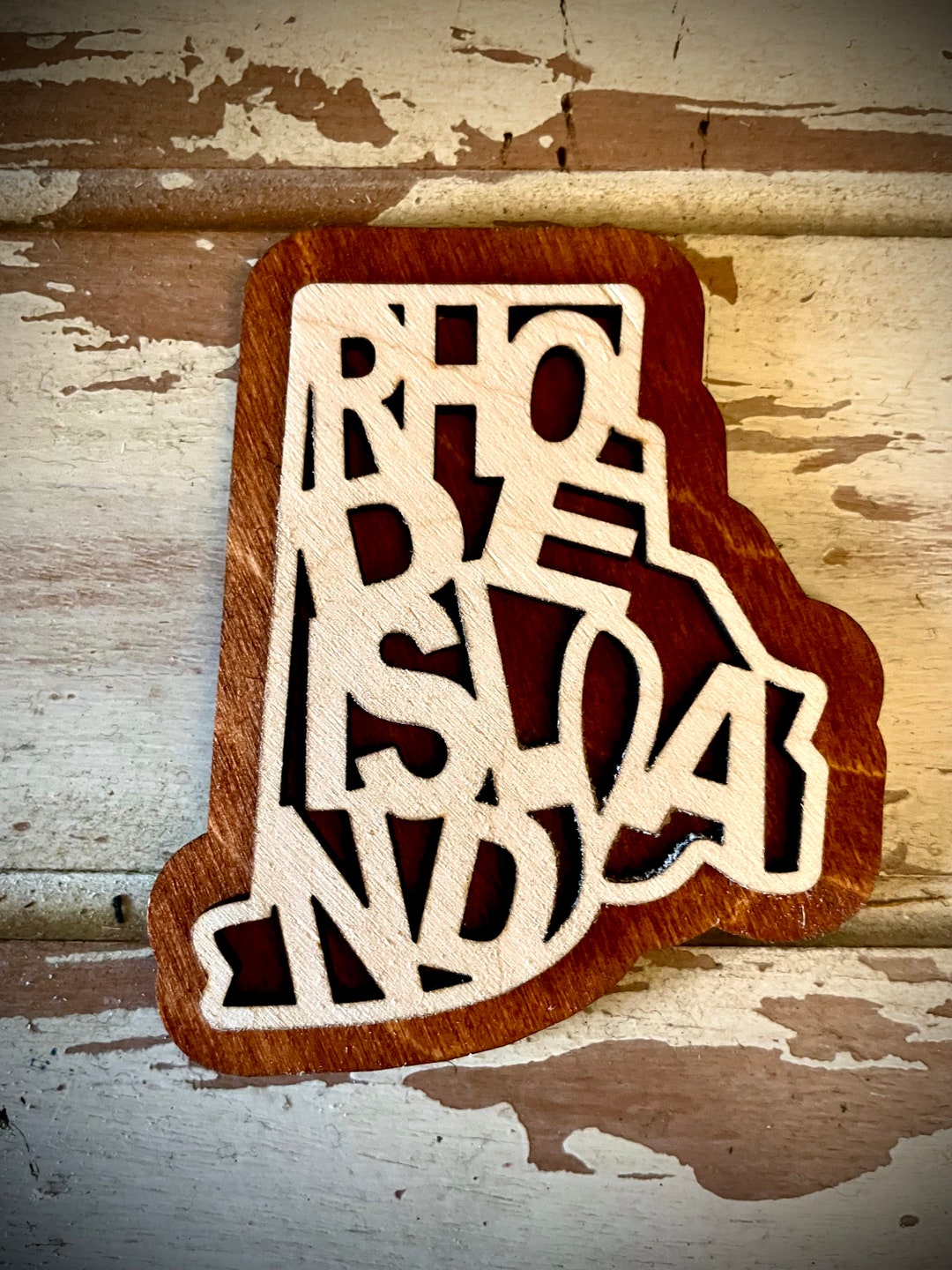 Rhode Island Word Art 2-layer Laser Cut Wood Magnet Available ...