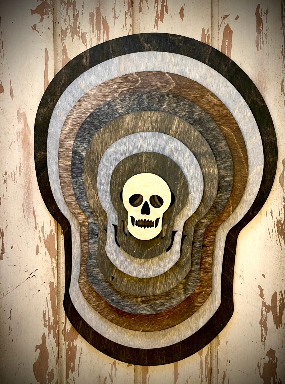 Stacked Skulls Wood 3D Table Art, Wall Decor, Multi-color - Etsy