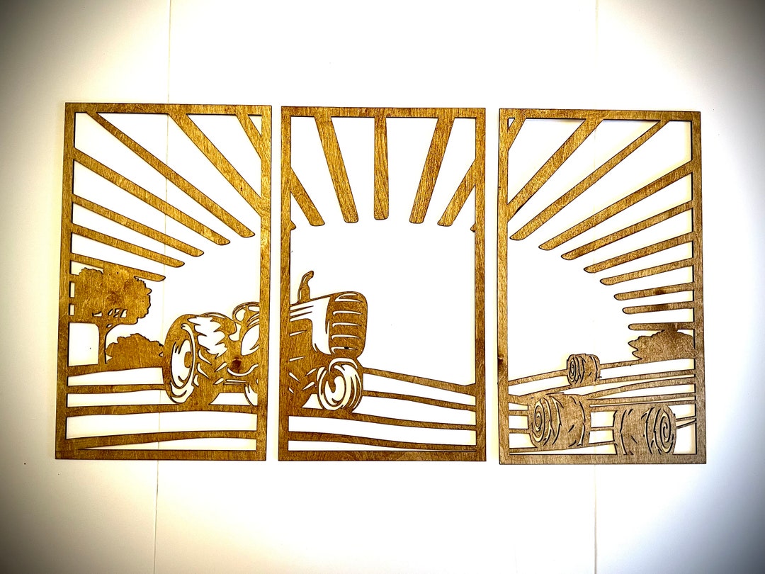 Farm Tractor Scene Wall Art, 3 Panel Available in Multiple Sizes and ...