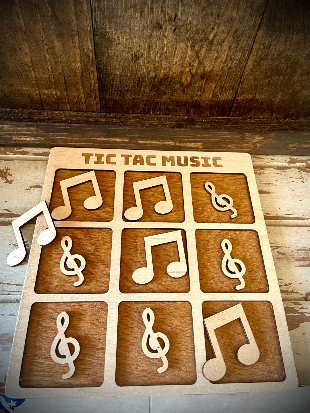 Music Game - Tic Tac Music. Laser Engraved and Cut Wood Music Game ...