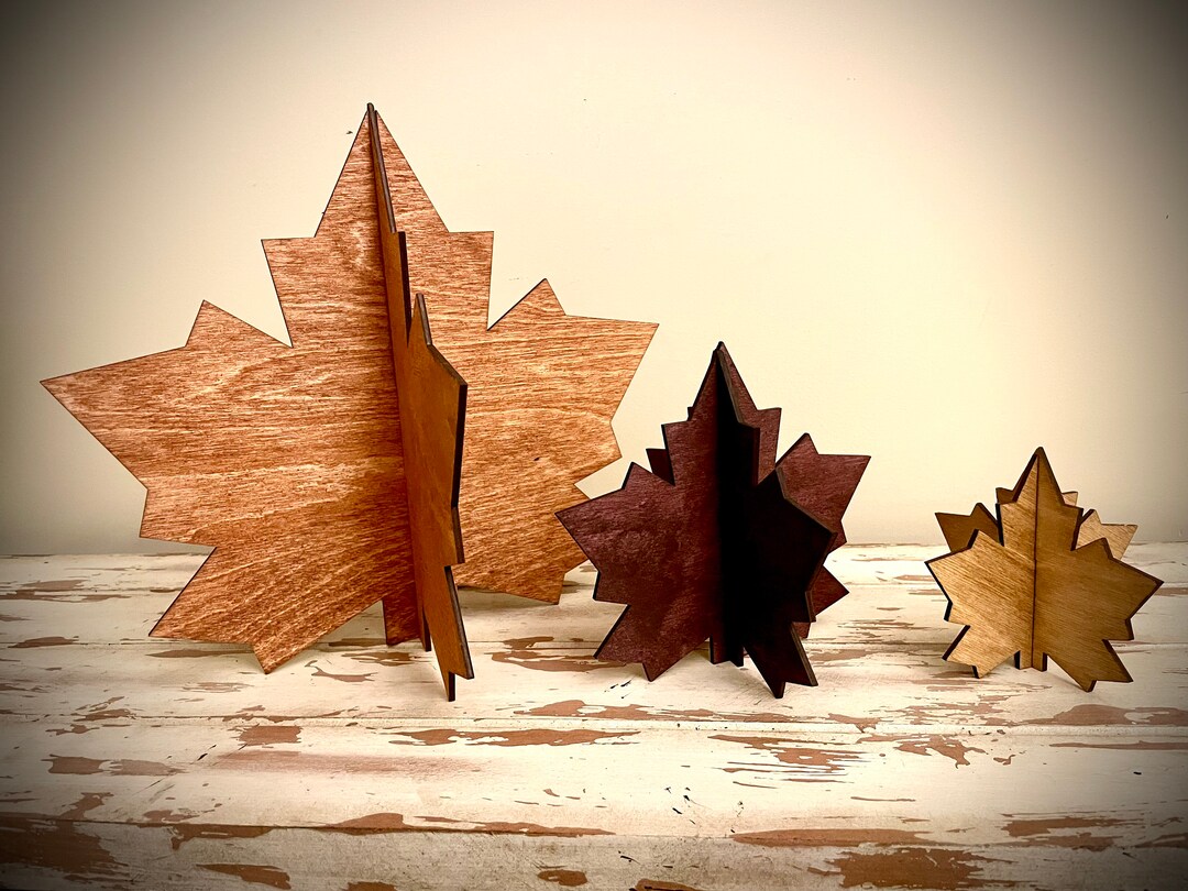 Maple Leaf Wooden Tabletop Decor Available in 3 Sizes and 12 Finishes ...