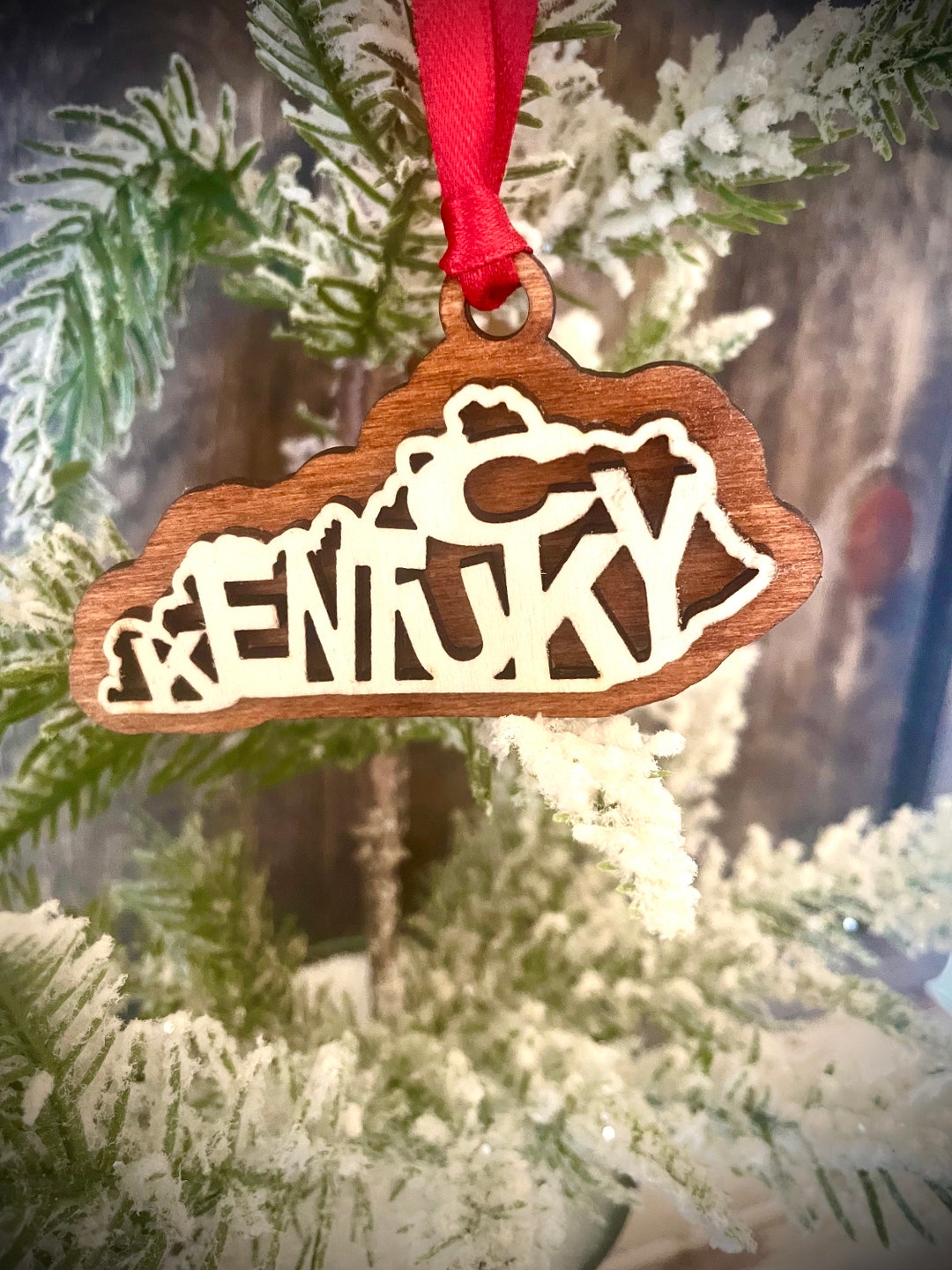 Kentucky Word Art 2-layer Ornament Laser Cut Wood Ornament, Kentucky ...