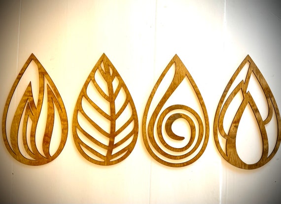 Boho 4 Elements Teardrop Shape Earth Water Air Fire Wood Wall | Etsy