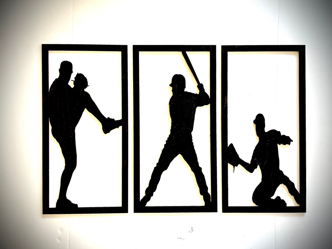 Baseball Player Wall Art, 3 Panel Set in Multiple Sizes and Finishes ...