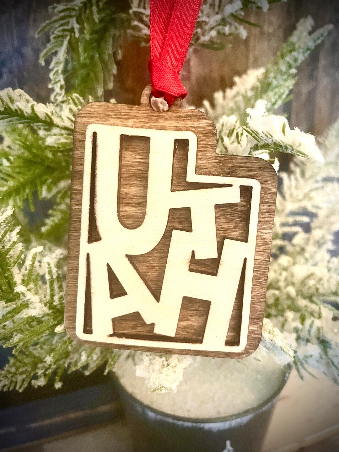 Utah Word Art 2-layer Ornament Laser Cut Wood Ornament, Utah Gift Tag ...