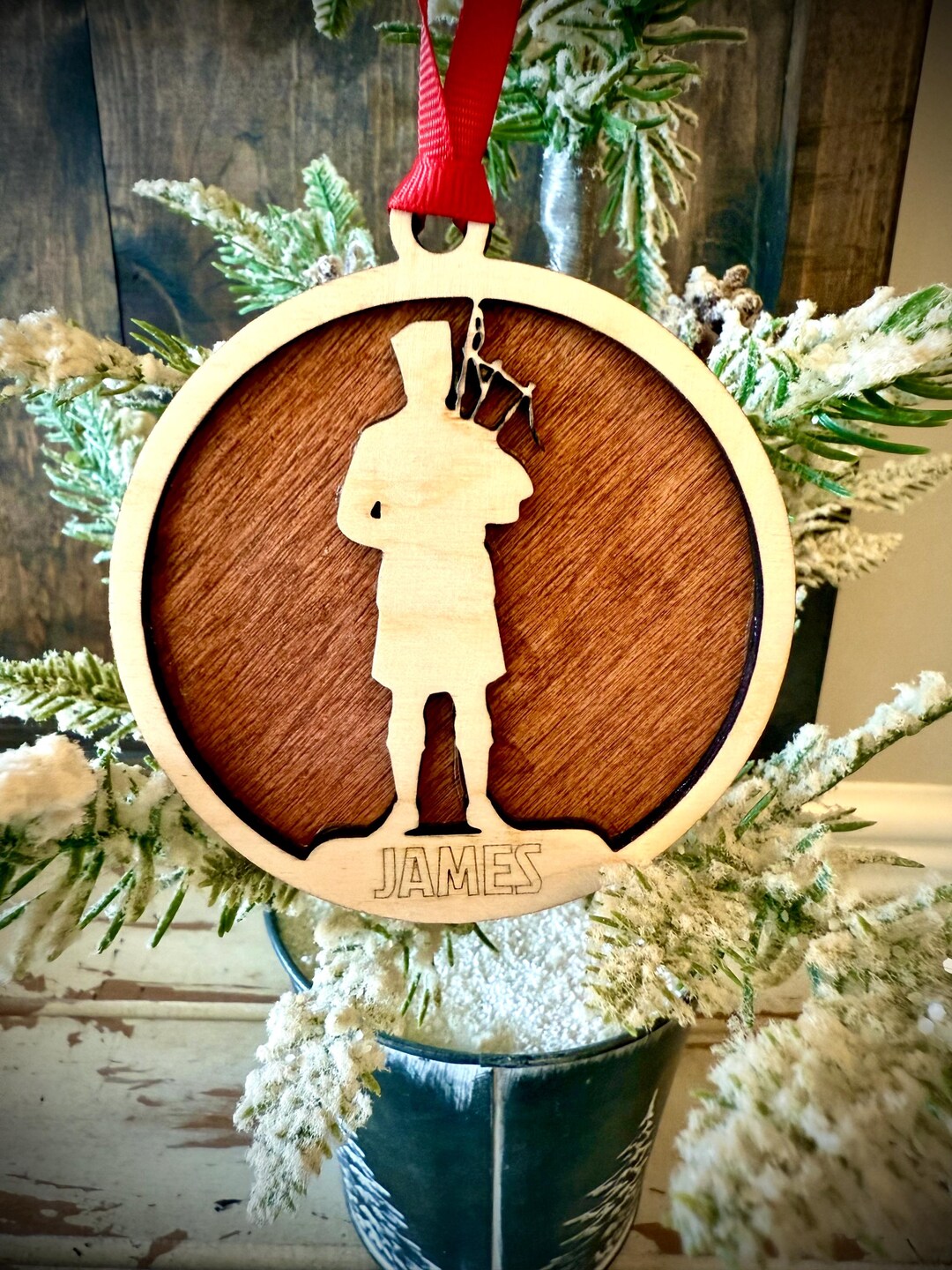 Bagpipe Player 2-layer Personalized Laser Cut Wood Christmas Ornament ...