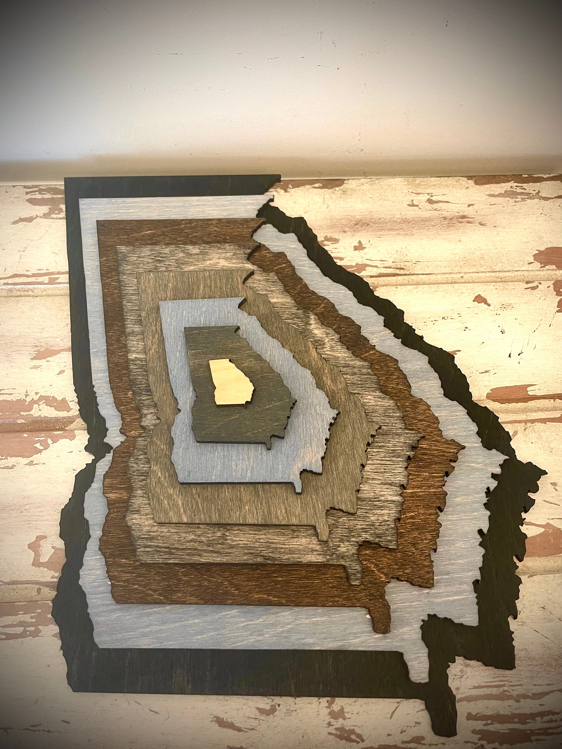 Georgia Stacked State Wood 3D Table Art Wall Art - Etsy