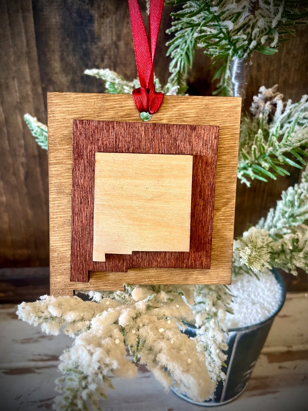 New Mexico 3-layer Stacked State Ornament Laser Cut Wood Ornament, New ...