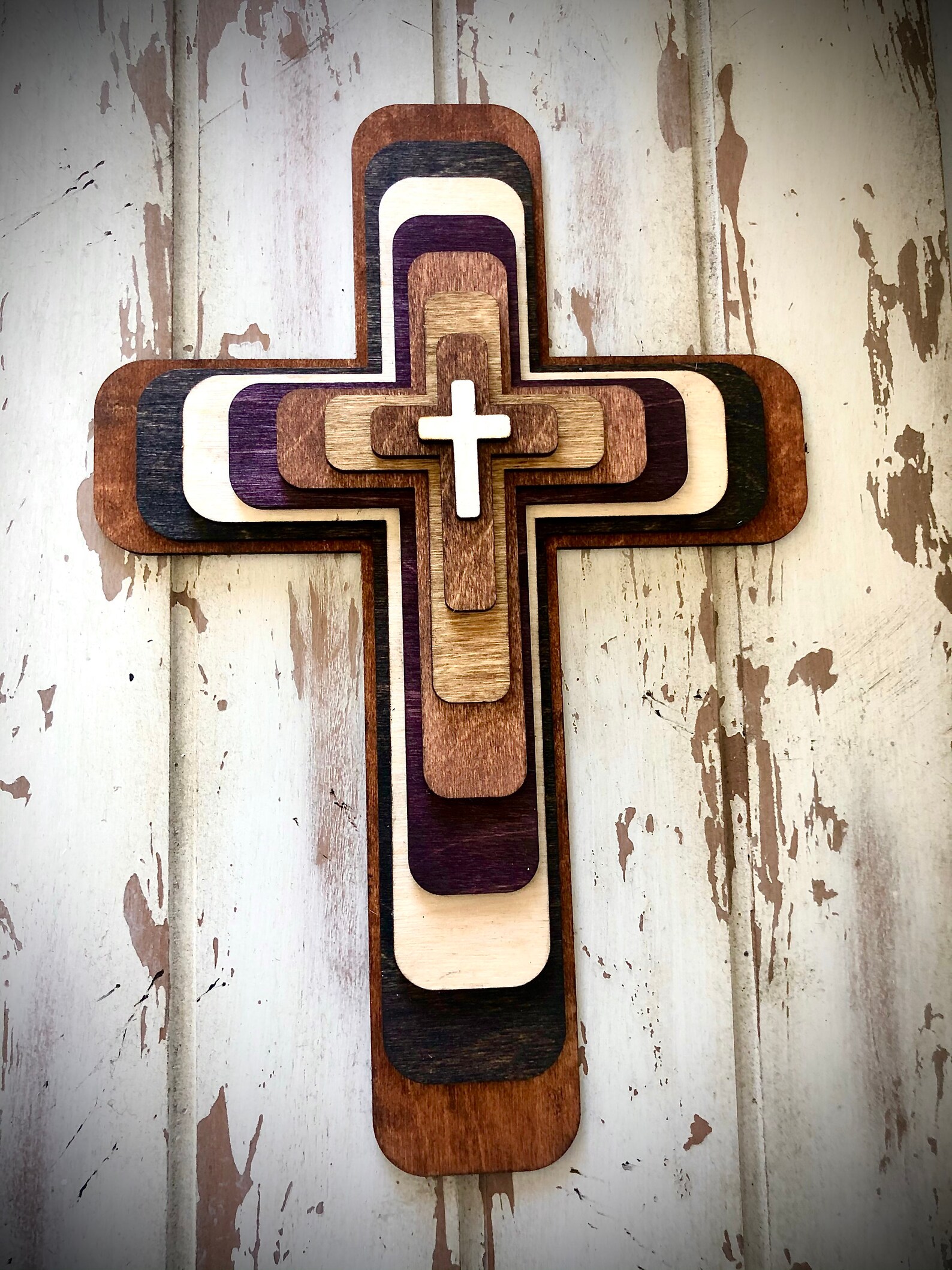 Stacked Wooden Cross 3D Table Art, Wall Art, Multi-color, Available in ...