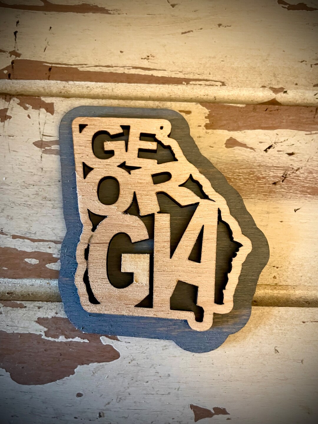 Georgia Word Art 2-layer Laser Cut Wood Magnet Available Unfinished or ...