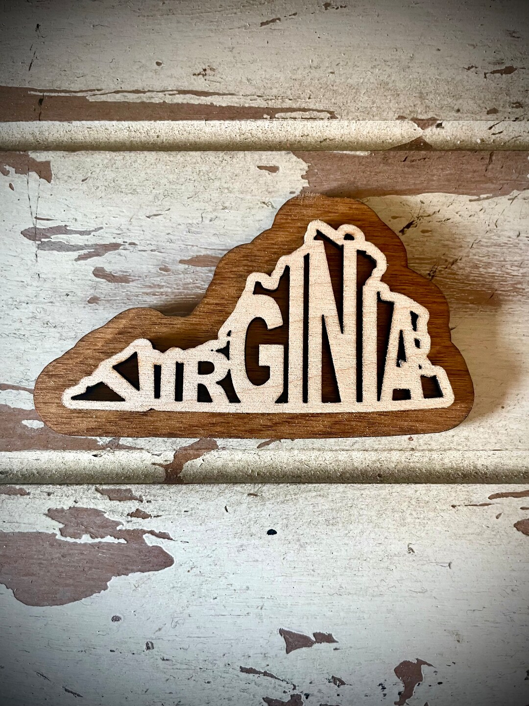 Virginia Word Art 2-layer Laser Cut Wood Magnet Available Unfinished or ...