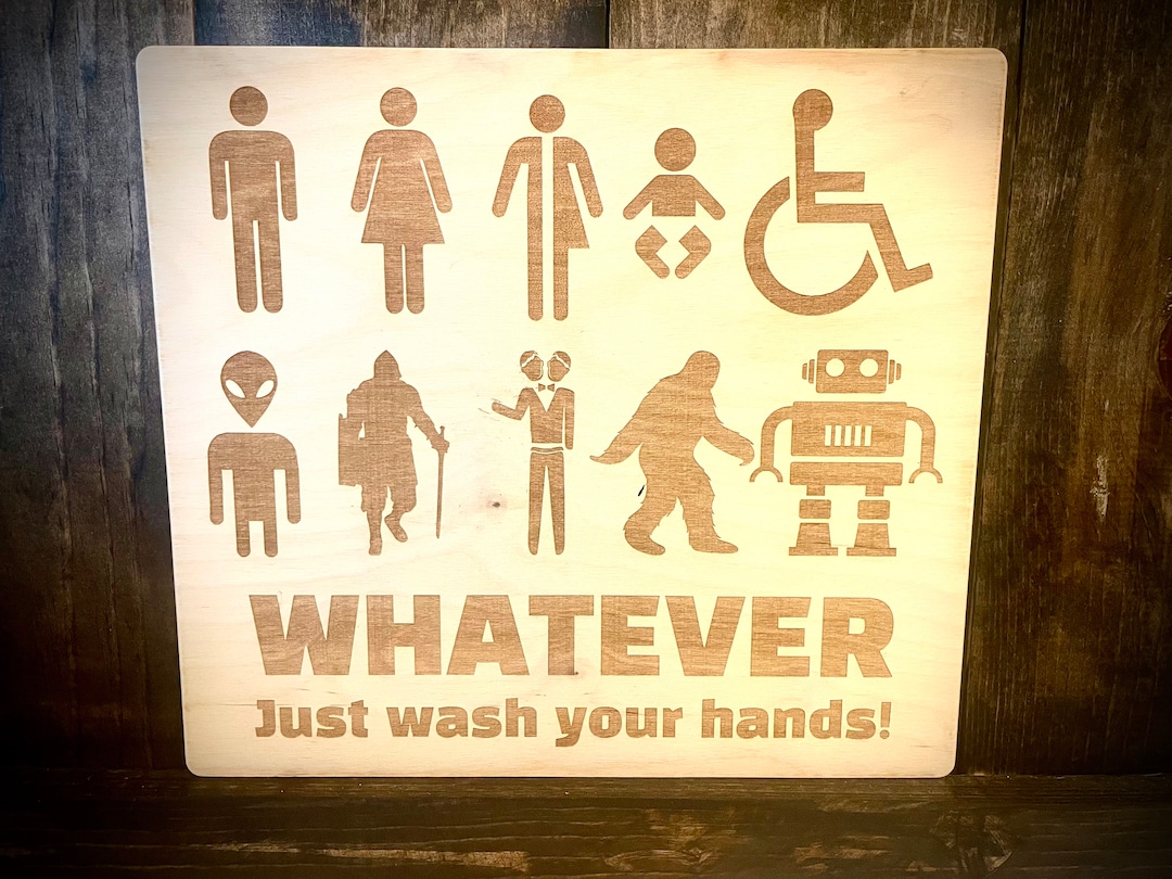 Funny Bathroom Sign Male Female Trans Baby Disabled Aliens Knights Two ...