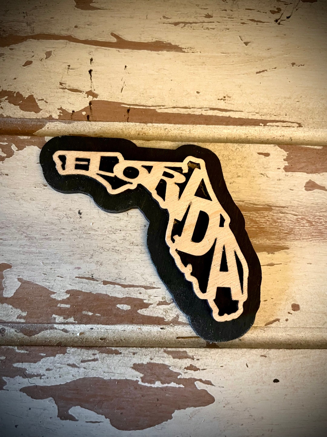 Florida Word Art 2-layer Laser Cut Wood Magnet Available Unfinished or ...