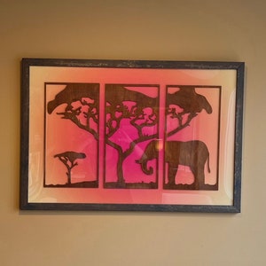 Elephant at Tree of Life Wood Wall Art, 3 Panel in Natural or 11 Other ...