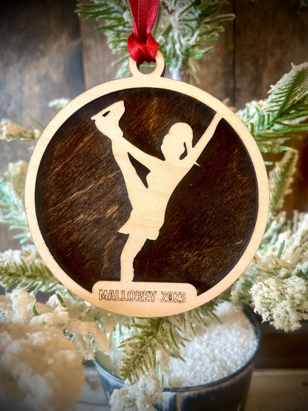 Figure Skating Skater 2-layer Personalized Laser Cut Wood Christmas ...