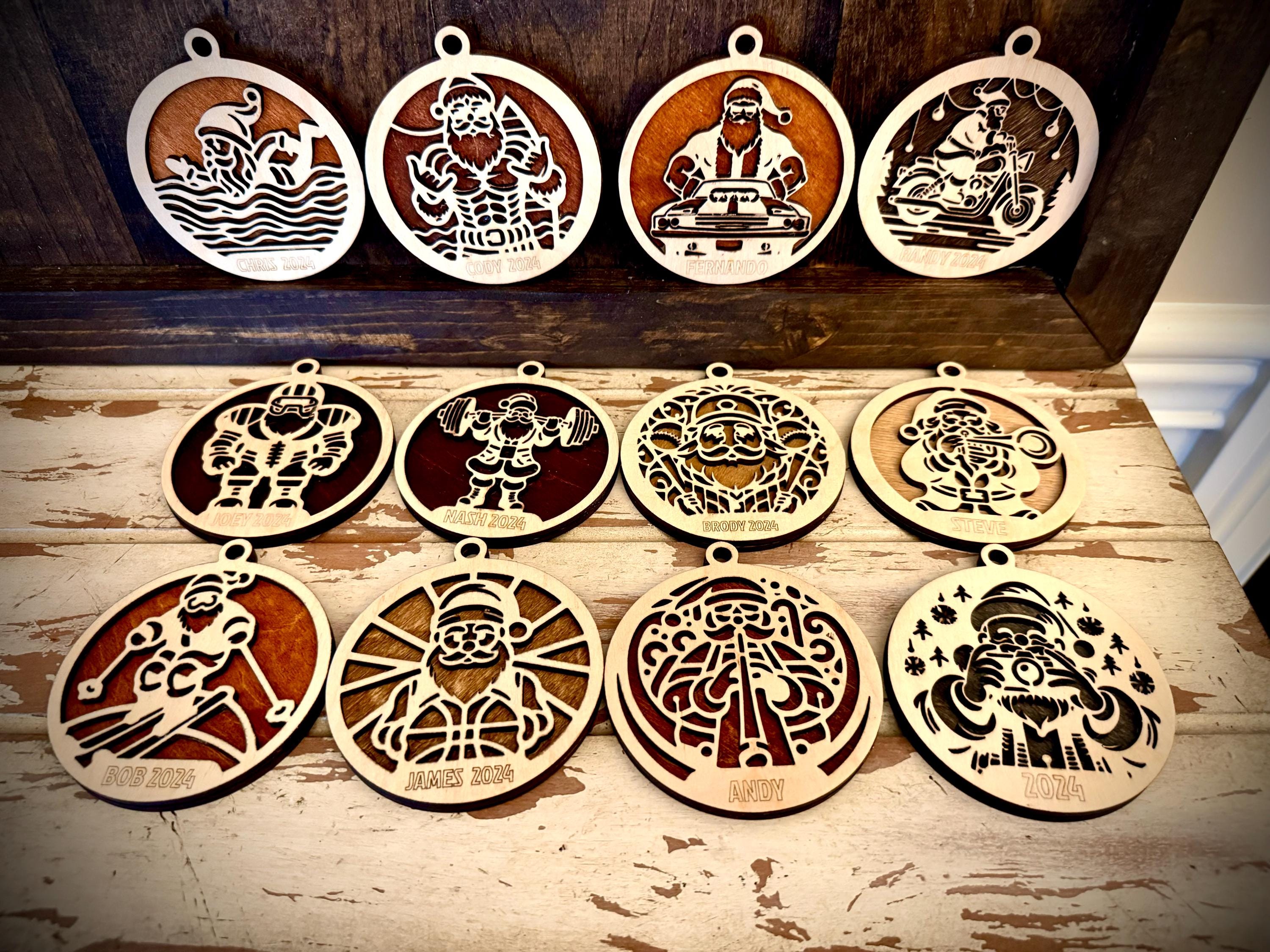 Santa Claus ATV 4 Wheeler 2-layer Personalized Laser Cut Wood Christmas ...