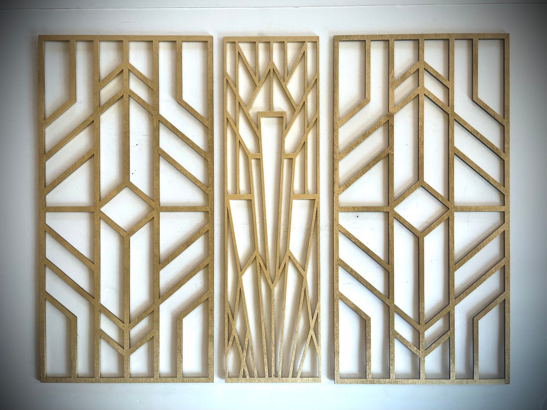 Boho Modern Frank Lloyd Wright-inspired Art Deco Geometry Wood Wall Art ...