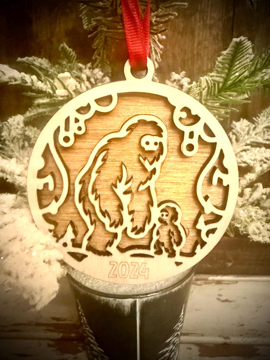 Mama and Baby Yeti Sasquatch Big Foot 2-layer Personalized Laser Cut ...