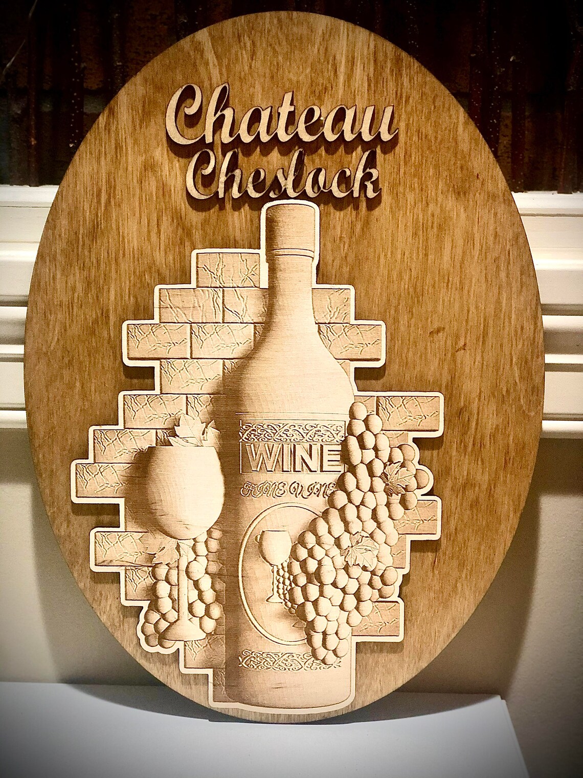 Custom Chateau Wine Bar Sign 3D Engraved Wood - Etsy