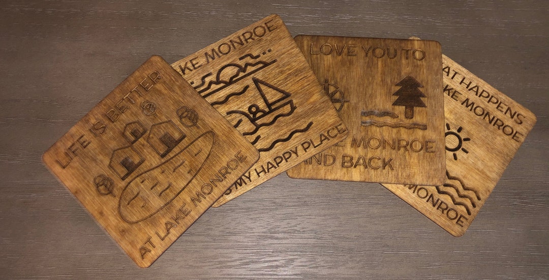 Set of 4 Custom Lake/ Lake House Coasters - Etsy