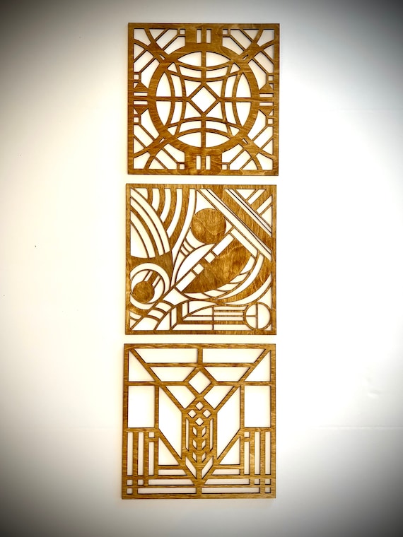 Boho Modern Frank Lloyd Wright-inspired Art Deco Geometry Wood - Etsy