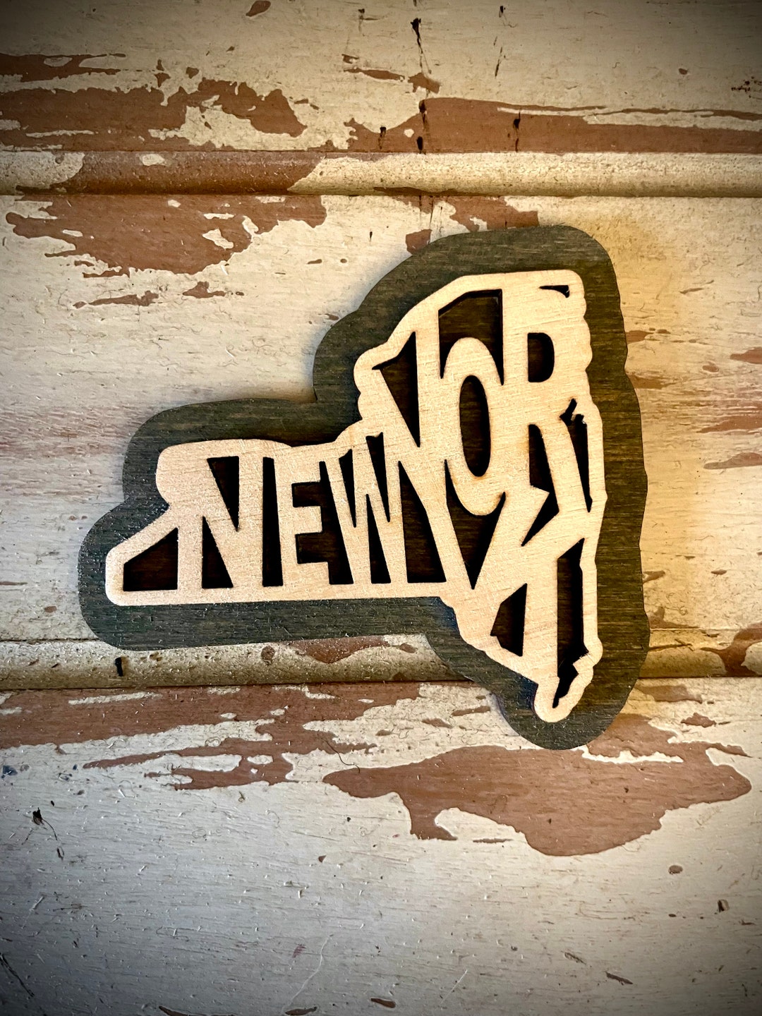 New York Word Art 2-layer Laser Cut Wood Magnet Available Unfinished or ...