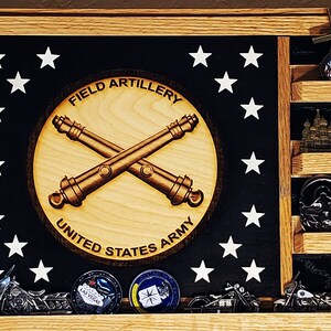 Field Artillery US Army Challenge Coin Flag Display 36" X 20 ...