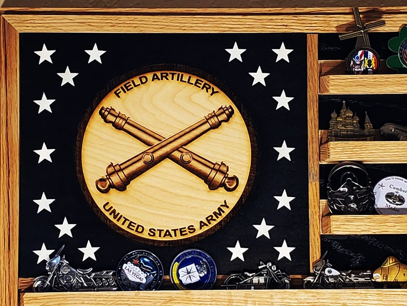 Field Artillery US Army Challenge Coin Flag Display 36" X 20 ...