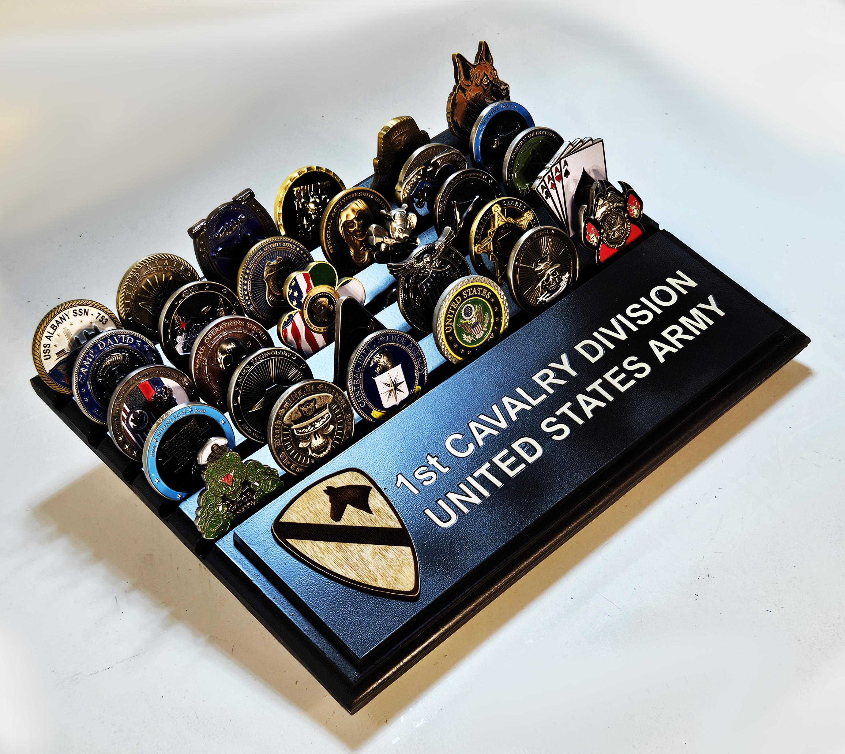 1st Cavalry Division Challenge Coin Display: Handmade US Army Desktop ...