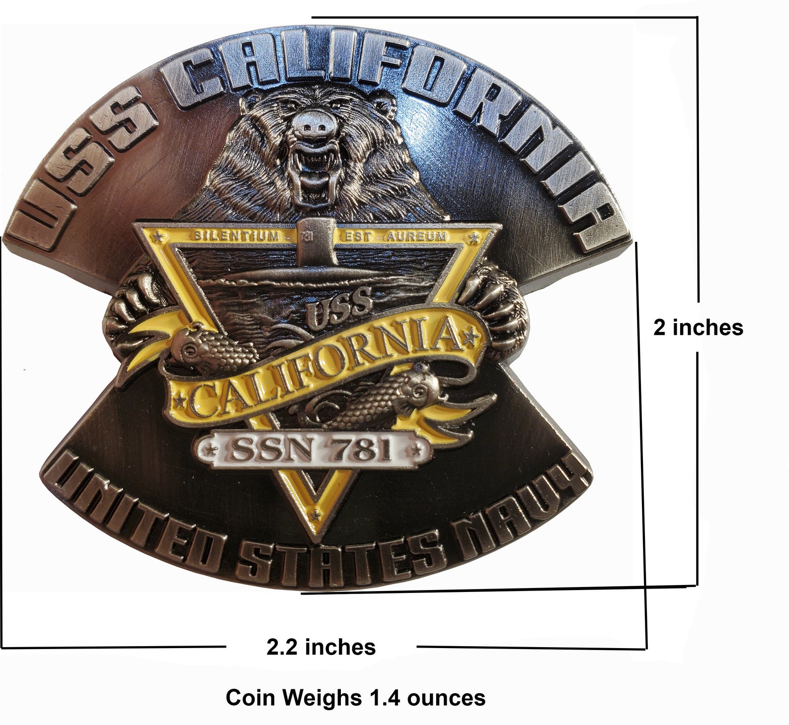 USS California SSN-781 US Navy Submarine Challenge Coin 2.2 Inches 144 ...