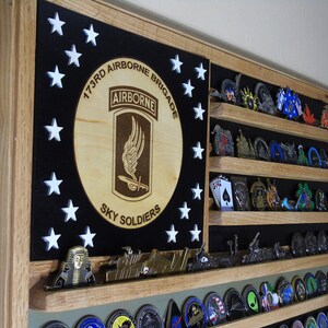 173rd Airborne Brigade Challenge Coin Display: Hardwood US Army Flag ...