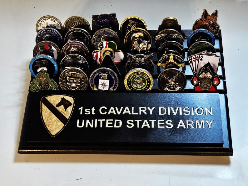 1st Cavalry Division Challenge Coin Display: Handmade US Army Desktop ...