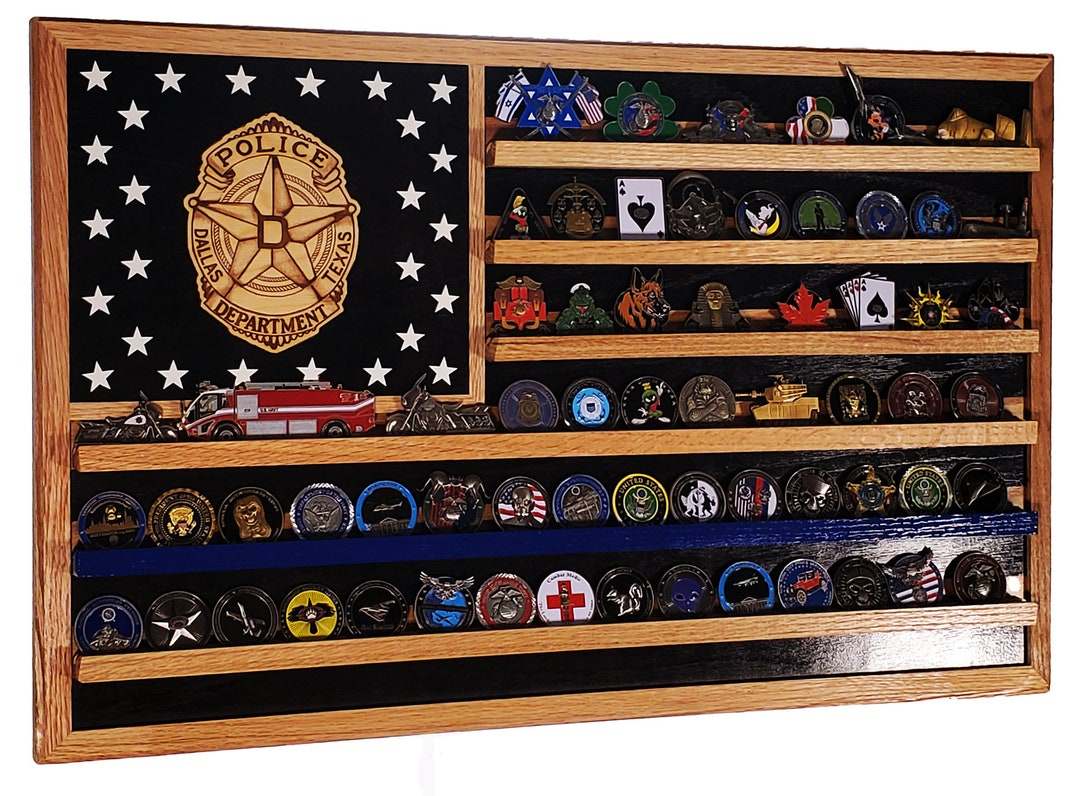 Dallas Police Challenge Coin Display Flag: Hardwood, Veteran Made - Etsy
